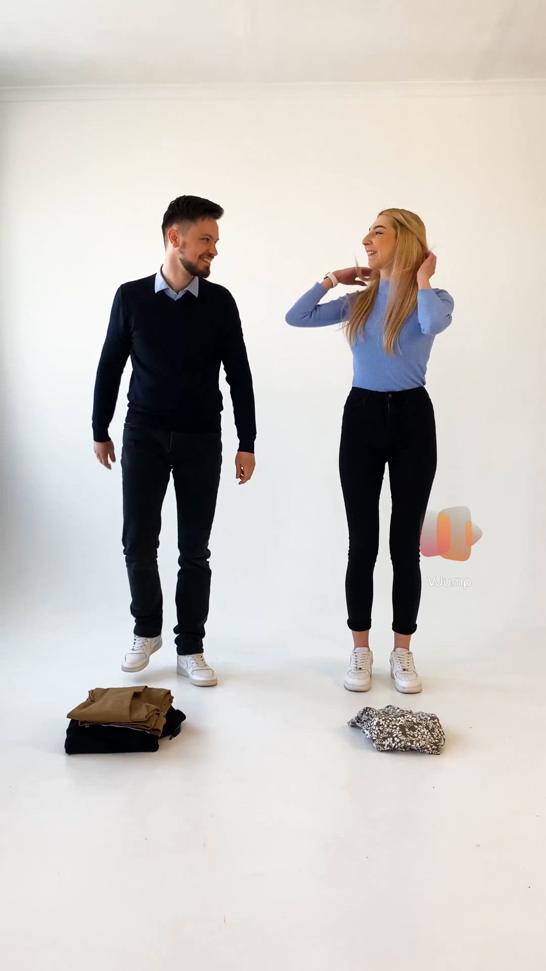 A couple change their clothes in mid-jump ️ How to make a TikTok videoe