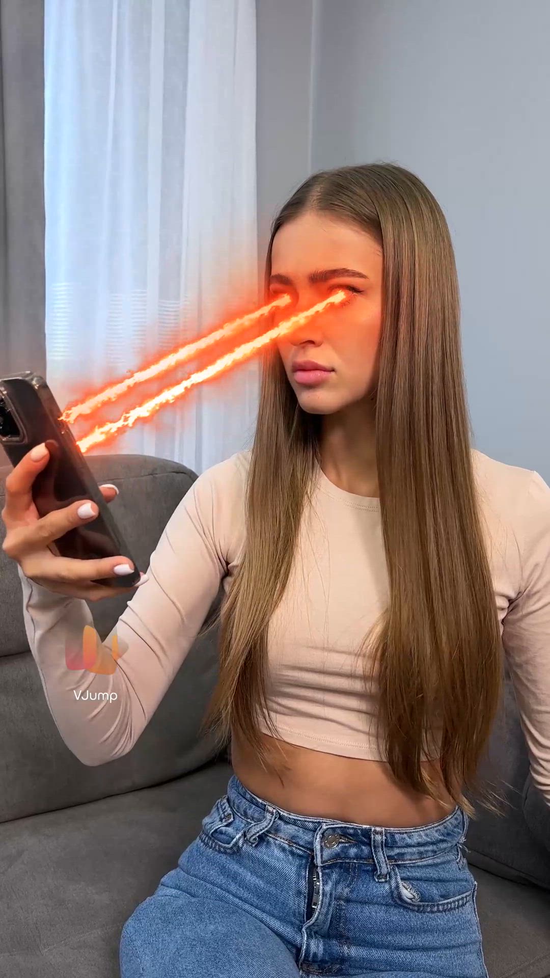 Laser eyes burn through the phone ️ How to make a TikTok videoe